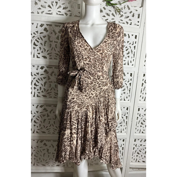 Together | Dresses | Together Womens Cream Brown Animal Print Tiered ...